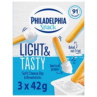 Philadelphia Snack Soft Cheese Dip & Breadsticks 3 Pack Multipack 126g ...
