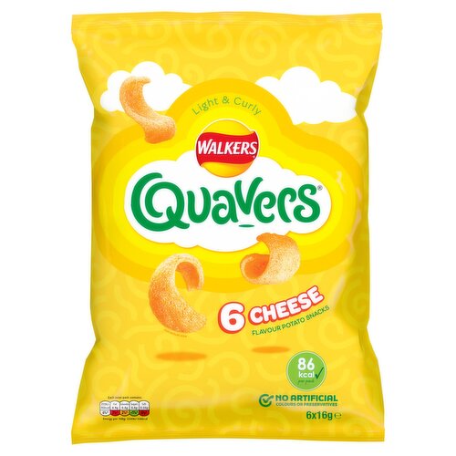 Walkers Quavers Cheese Multipack Snacks Crisps 6x16g - Dunnes Stores
