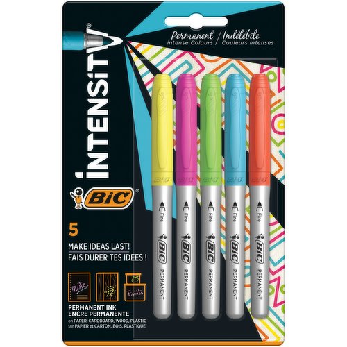 BIC Marking Permanent Markers - Assorted Intense Colours, Pack of 5 ...