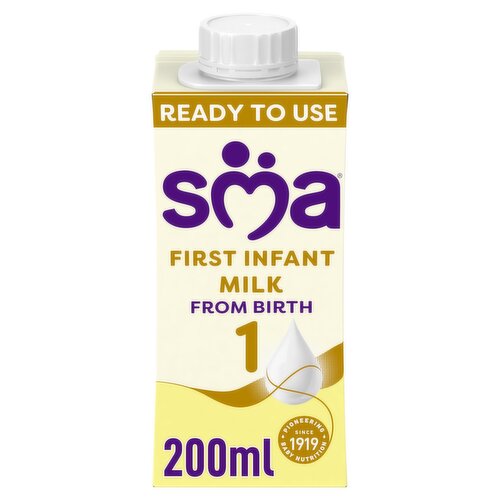 SMA® 1 First Infant Baby Milk Premade Liquid Formula from birth 200ml ...