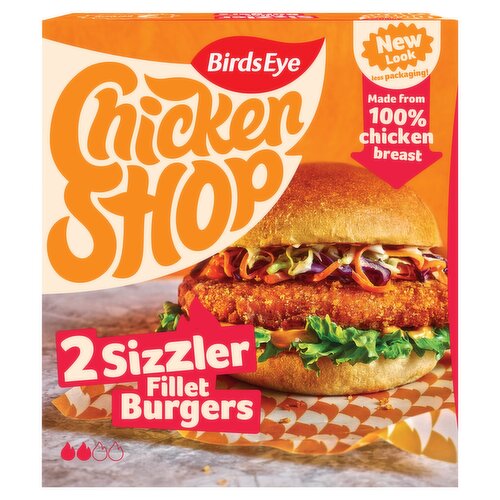 Birds Eye Chicken Shop 2 Sizzler Breaded Chicken Fillet Burgers 227g ...