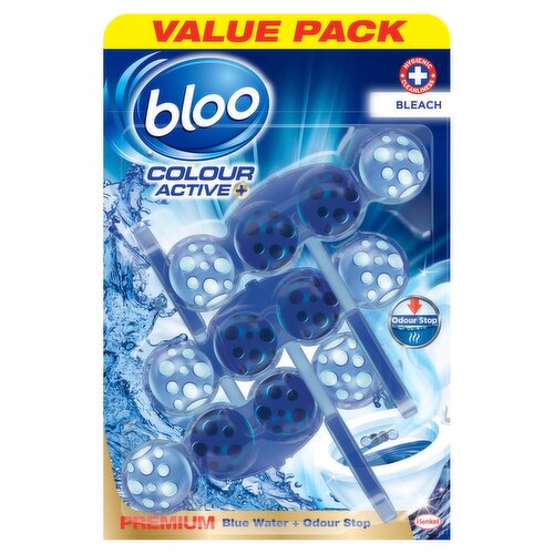 Bloo Colour Active+ Bleach Toilet Rim Blocks 3 x 50g - Dunnes Stores