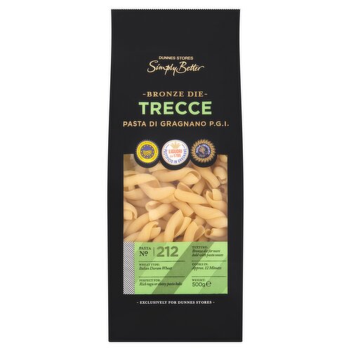 Dunnes Stores Simply Better Bronze Die Trecce Pasta No. 212 500g ...