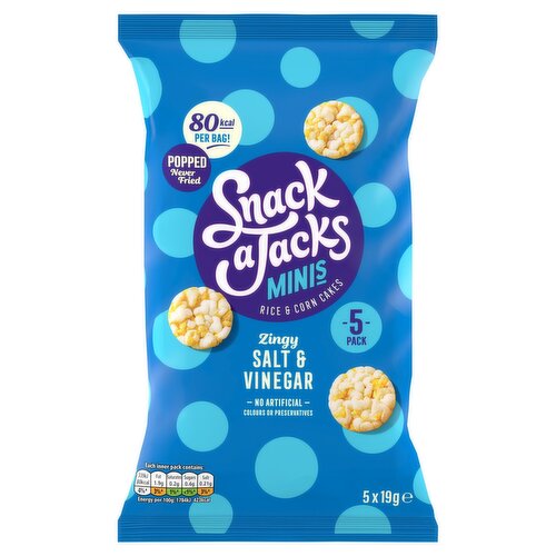 Snack a Jacks Salt & Vinegar Multipack Rice Cakes Crisps 5 x 19g ...