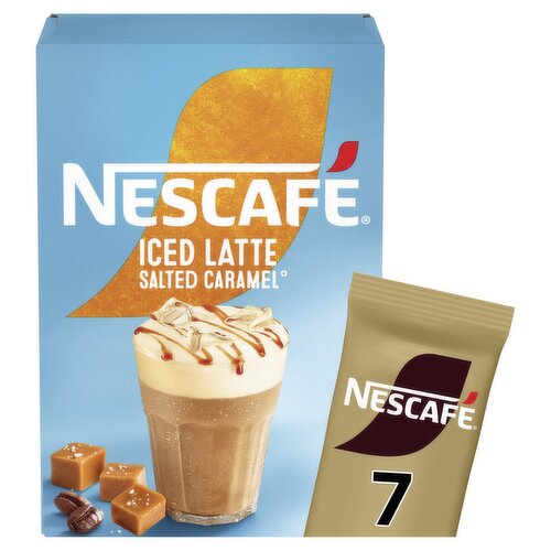 Nescafe Iced Latte Salted Caramel Instant Coffee 7 x 14.5g Sachets ...