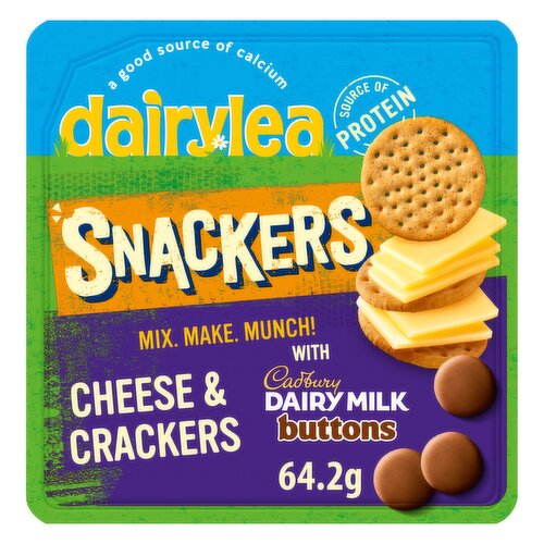 Dairylea Snackers Cheese & Crackers with Cadbury Dairy Milk Buttons 64 ...