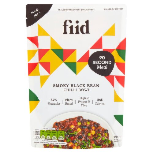 Fiid Smoky Black Bean Chilli Bowl Meal for 1 275g - Dunnes Stores