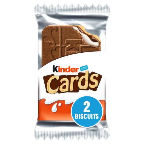 Kinder Cards Milk Chocolate Wafer Biscuit Snack Bar Twin Pack 25.6g ...