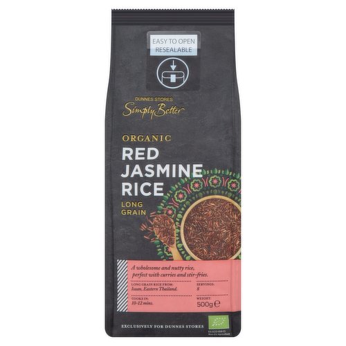 Dunnes Stores Simply Better Organic Red Jasmine Rice 500g - Dunnes Stores