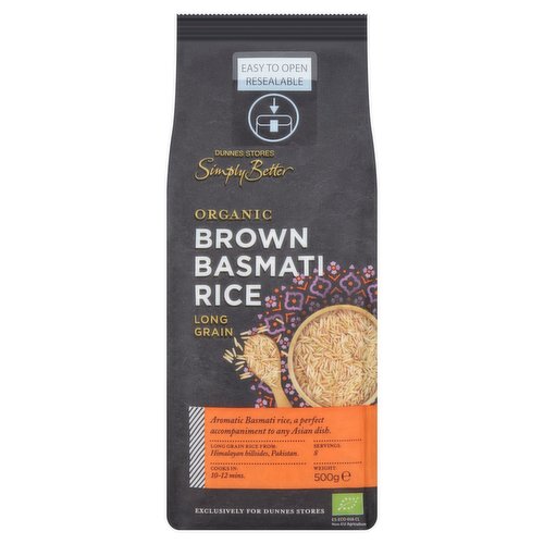 Dunnes Stores Simply Better Organic Brown Basmati Rice 500g - Dunnes Stores