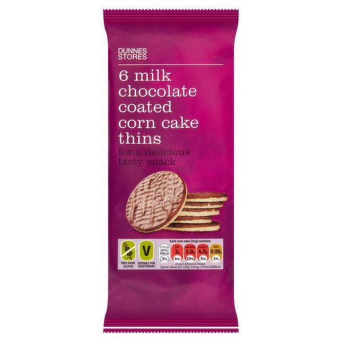 Dunnes Stores 6 Milk Chocolate Coated Corn Cake Thins 84g - Dunnes Stores