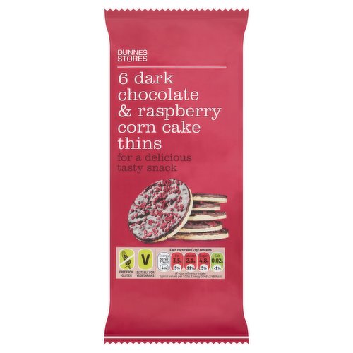 Dunnes Stores 6 Dark Chocolate & Raspberry Corn Cake Thins 90g - Dunnes ...
