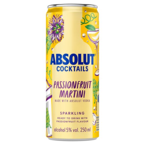 Absolut Pre-Mixed Sparkling Passionfruit Martini Vodka Drink 250ml ...