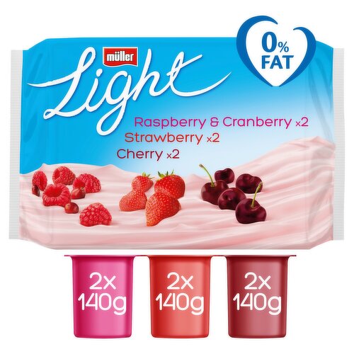 Muller Light Strawberry, Cherry, Raspberry and Cranberry Fat Free ...