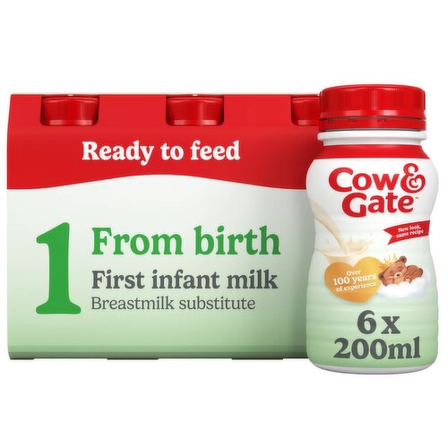 Cow & Gate 1 First Infant Milk from Birth Multipack 6 x 200ml (1.2L ...