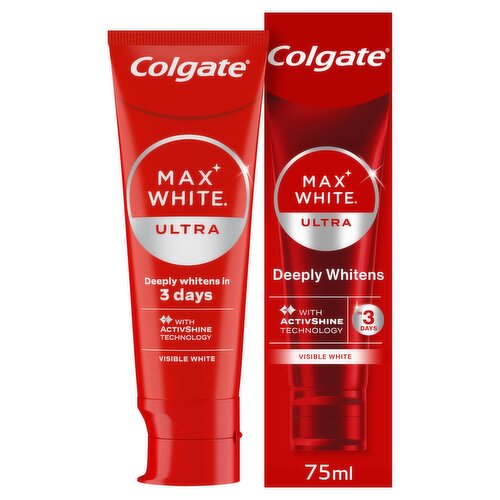 Colgate Max White Ultra Visible White Teeth Whitening Toothpaste 75ml ...