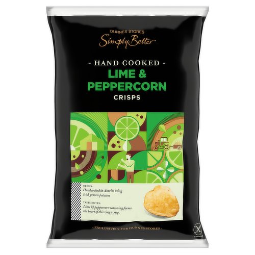 Dunnes Stores Simply Better Hand Cooked Lime & Peppercorn Crisps 125g ...