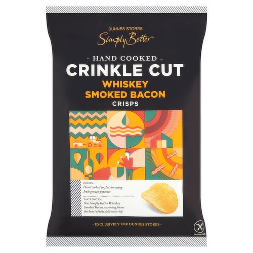 Dunnes Stores Simply Better Hand Cooked Crinkle Cut Whiskey Smoked ...