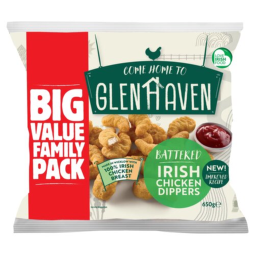 Glenhaven Battered Irish Chicken Dippers Big Value Family Pack 650g ...