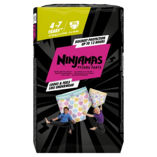 Pampers Ninjamas Pyjama Pants Unisex Hearts, 4 - 7 Years, 10 Pyjama ...