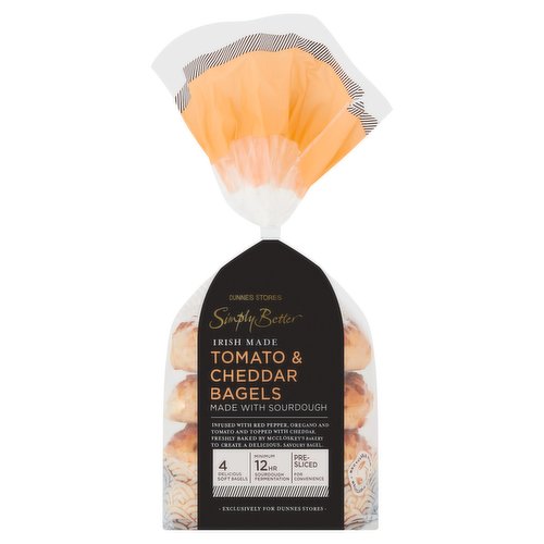 Dunnes Stores Simply Better Irish Made Tomato & Cheddar Bagels 480g ...