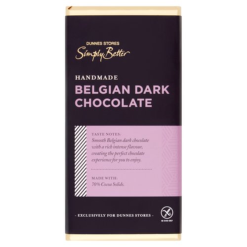 Dunnes Stores Simply Better Handmade Belgian Dark Chocolate 100g ...