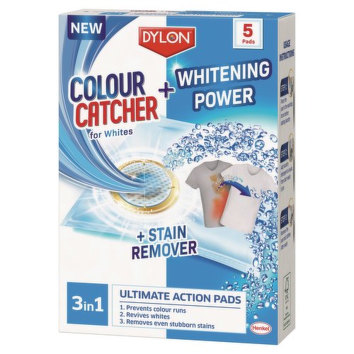 Dylon Colour Catcher + Whitening Power + Stain Remover for Whites 5 x ...