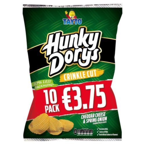 Tayto Hunky Dory's Crinkle Cut Cheddar Cheese & Spring Onion Flavour ...