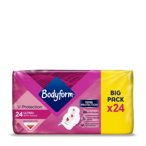 Bodyform Cour-V Ultra Normal Sanitary Towels Wings 24 pack - Dunnes Stores