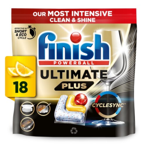 Finish Ultimate Plus All In One Dishwasher Tablets Lemon - 18 Tabs ...