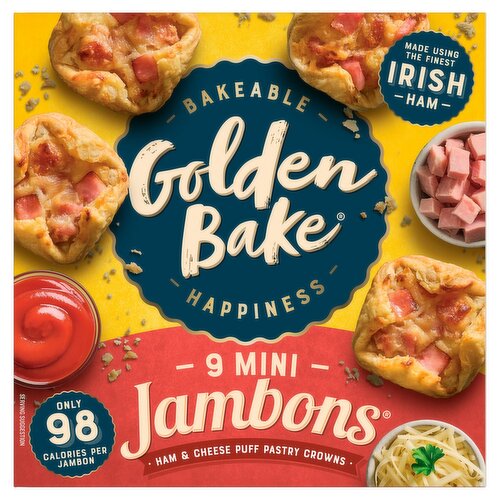 Golden Bake 9 Mini Ham & Cheese Jambons® (Puff Pastry Crowns) 315g ...