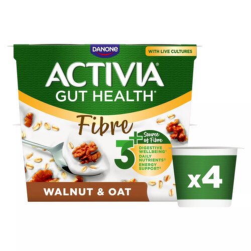 Activia Fibre Walnut & Oat Low Fat Breakfast Gut Health Yoghurt ...