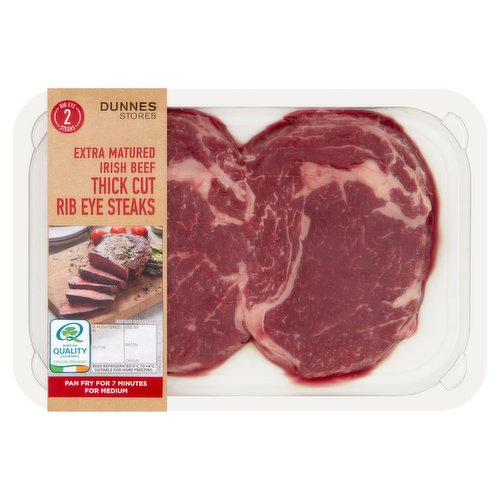 Dunnes Stores 2 Extra Matured Irish Beef Thick Cut Rib Eye Steaks 450g ...
