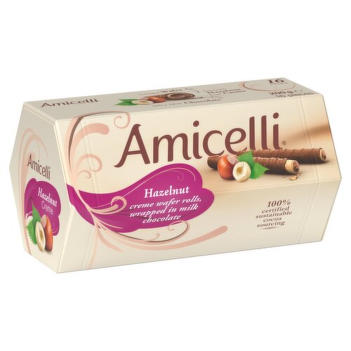Amicelli 16 Hazelnut Creme Wafer Rolls Wrapped in Milk Chocolate 200g ...