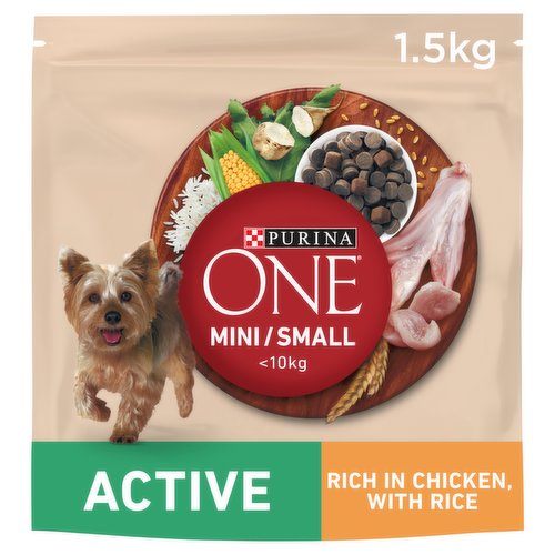 PURINA ONE Small & Mini Active Beef with Rice Dry Dog Food 1.5kg ...
