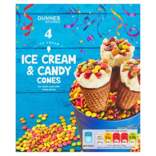 Dunnes Stores Ice Cream & Candy Cones Ice Cream 4 x 70g (280g) - Dunnes ...