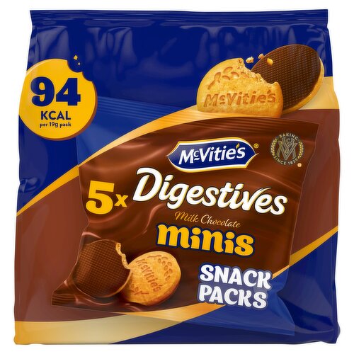 McVitie's Chocolate Digestive Mini Biscuits Multipack, 5 x 19g Snack ...