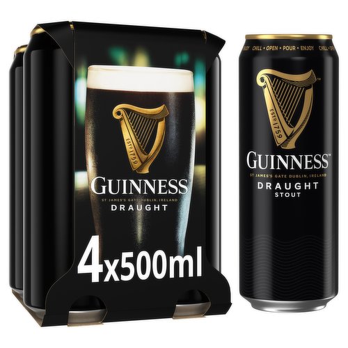Guinness Draught Stout Beer 4x500ml Can - Dunnes Stores