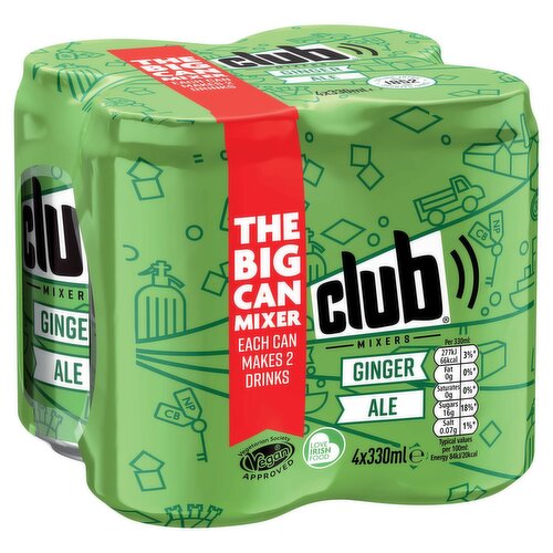 Club Mixers Ginger Ale Can 4 x 330ml - Dunnes Stores