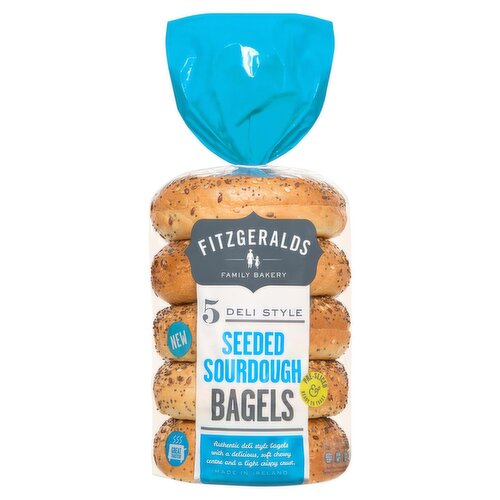 Fitzgeralds Family Bakery 5 Deli Style Seeded Sourdough Bagels 430g ...
