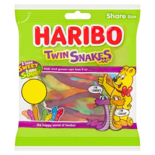 HARIBO Twin Snakes Fruit Flavour Gum Jelly Sweets Sharing Bag 140g ...