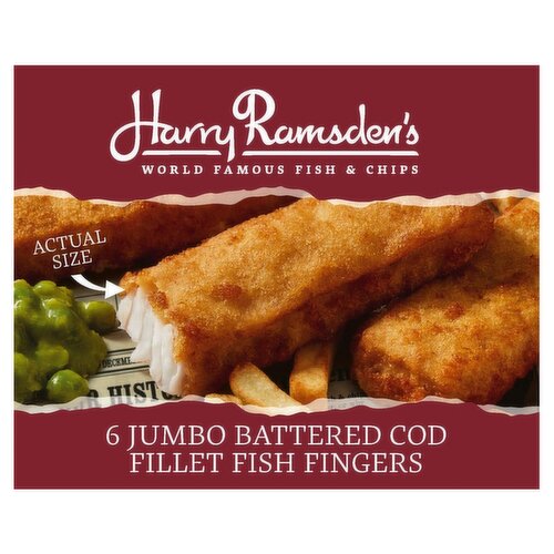 Harry Ramsden's 6 Jambo Battered Cod Fillet Fish Fingers 500g - Dunnes ...