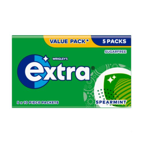 Extra Spearmint Sugarfree Chewing Gum Multipack 5x10 Pieces - Dunnes Stores