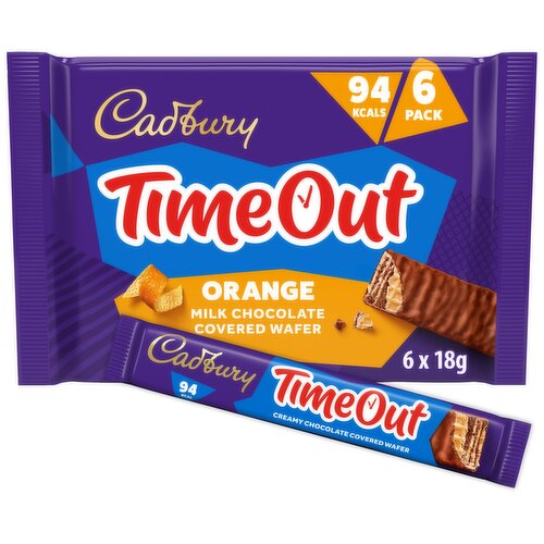 Cadbury Timeout Chocolate Orange Flavour Covered Wafer Biscuit Bars ...