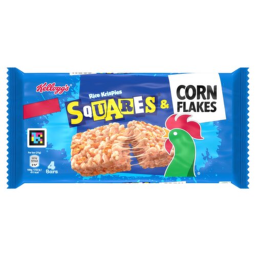 Kellogg's Squares & Corn Flakes Rice Krispies Bars 4 x 31g (124g ...