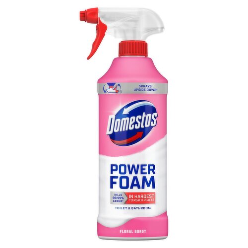 Domestos Toilet & Bathroom Cleaner Spray Power Foam Floral Burst 450 ml ...