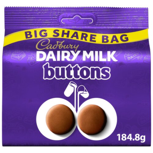 Cadbury Dairy Milk Chocolate Buttons Large Sharing Bag 184.8g - Dunnes ...