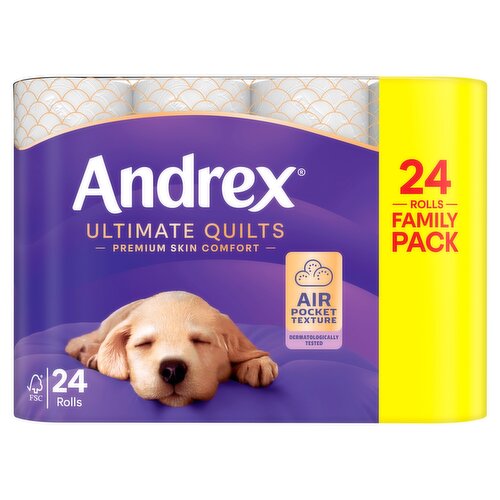 Andrex Ultimate Quilts Toilet Tissue Standard Rolls, 24 Rolls, 155 ...