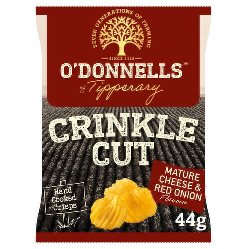 O'Donnells Crinkle Cut Furrows Mature Cheese & Red Onion Flavour Hand ...