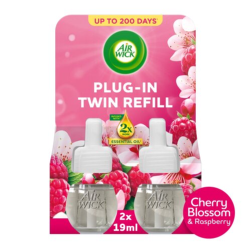 Air Wick Cherry Blossom & Raspberry Plug-in Twin Refill 19ml. Lasts up ...